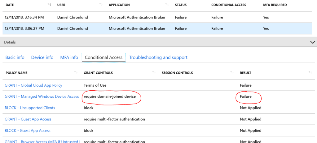 Conditional Access Logs in Azure AD – Daniel Chronlund Cloud Security Blog